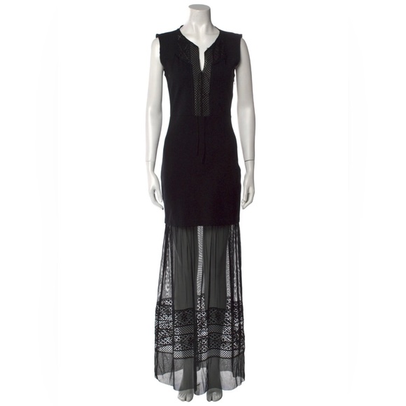 Maje | Dresses | Maje Lace Pattern Long Dress Size Black | Poshmark